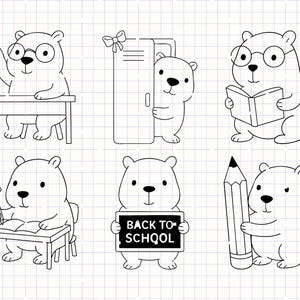 School Capybara Clipart, Back to School Svg, Capybara Line Art, Cute ...