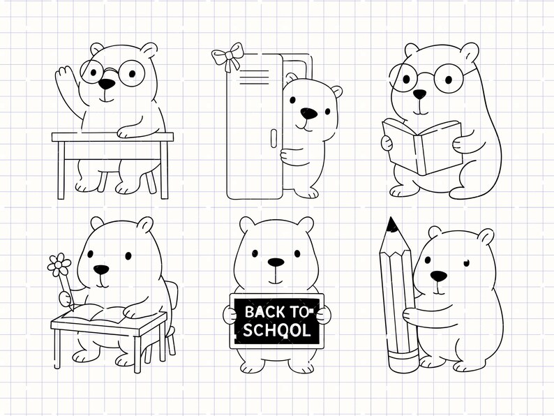 School Capybara Clipart, Back to School Svg, Capybara Line Art, Cute ...