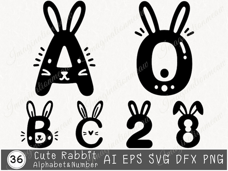 Rabbit Alphabet SVG, Rabbit Numbers Svg, Easter Bunny Alphabet SVG ...