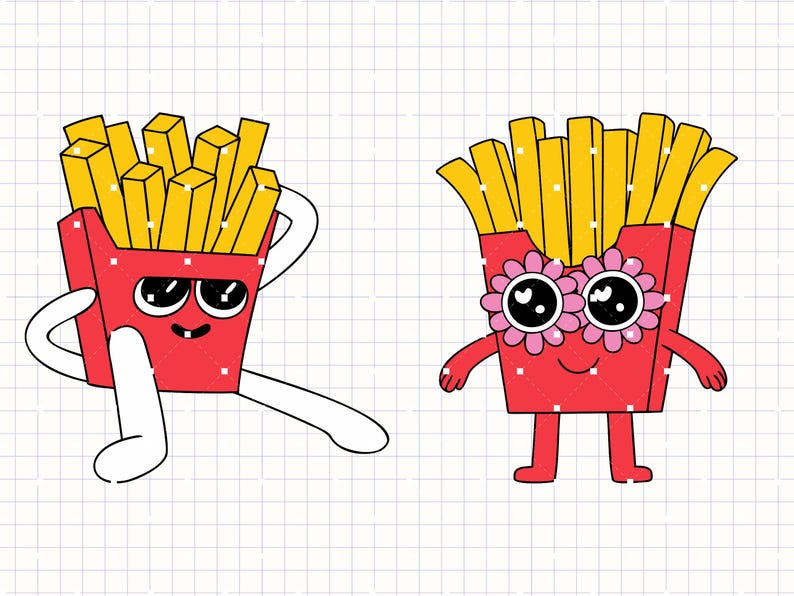 French Fries Clipart, Kawaii Food SVG, Fast Food PNG, Cute Snack ...