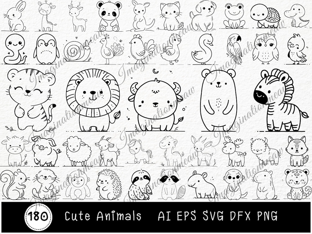 180 Animal Svg, Animal Svg Bundle, Wild Animal Svg, Animal Doodle Svg ...