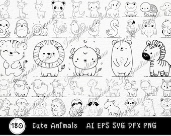 25 Animal Svg, Animal Svg Bundle, Wild Animal Svg, Animal Doodle Svg ...