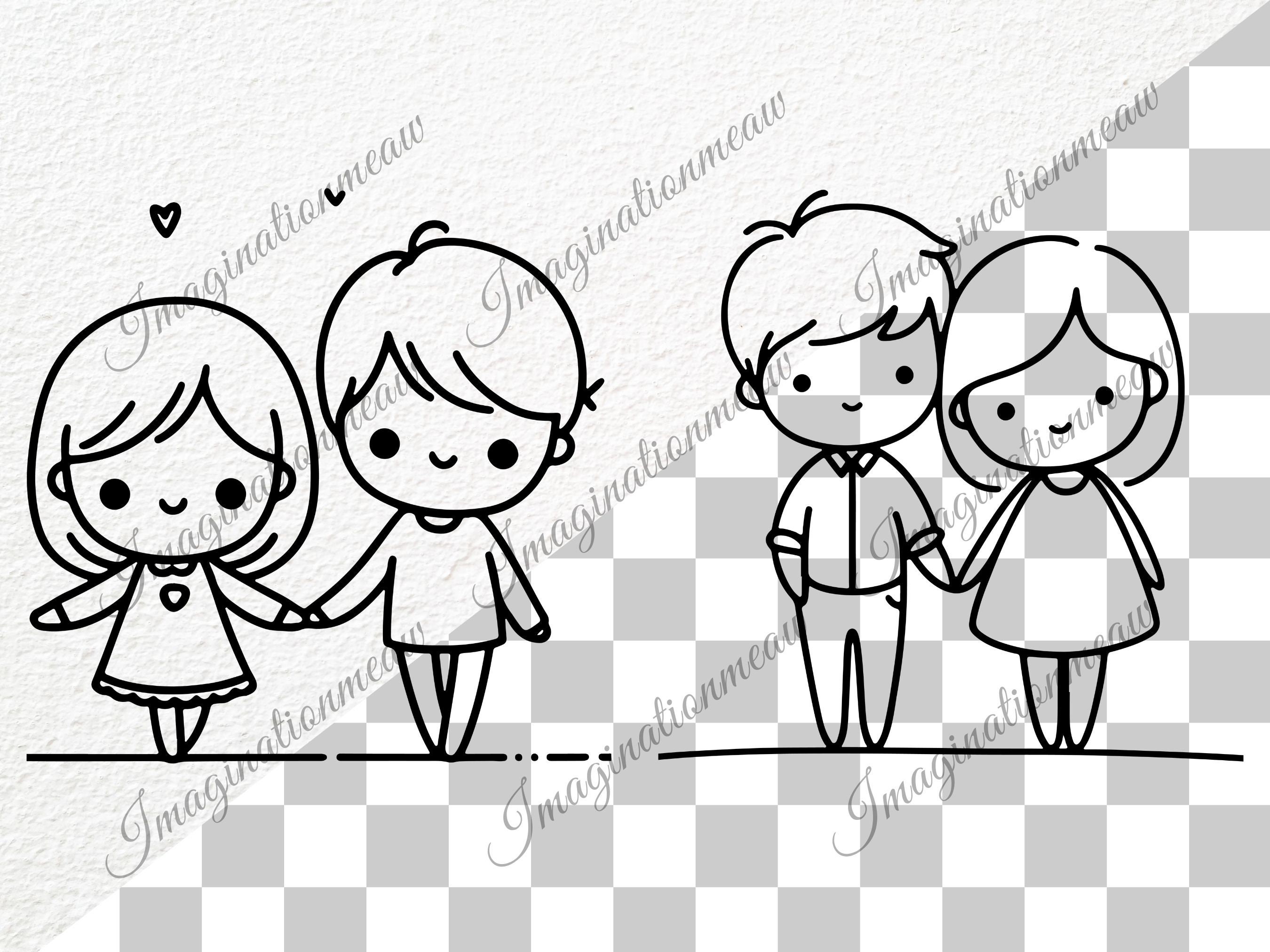Couple Svg, Couple Face Line Art Svg, Couple Svg Bundle, Love Couple ...