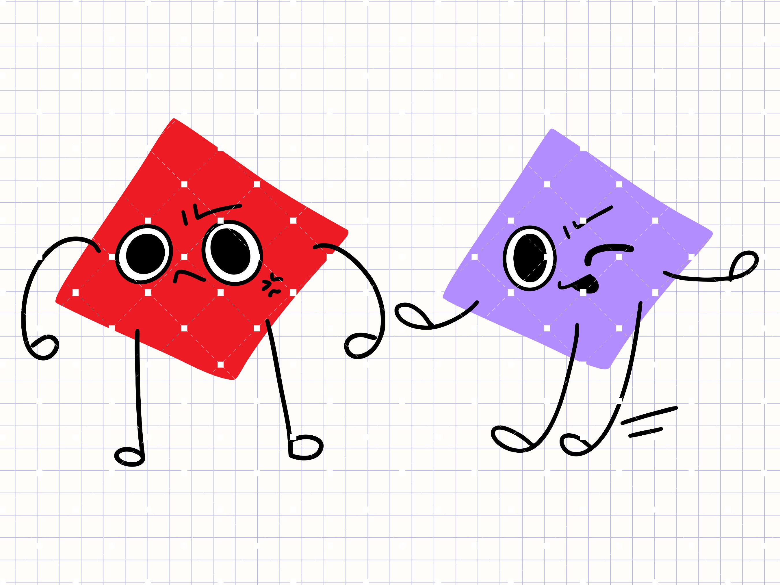 Funny Square Cartoon Clipart, Shape Characters SVG, Cute Geometric ...