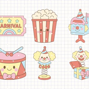 Clowncore Clipart, Pastel Carnival Svg, Kawaii Circus Graphics, Cute ...
