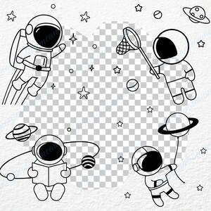 20 Doodle Astronaut SVG Designs, Cute Space Doodle Clipart Bundle ...