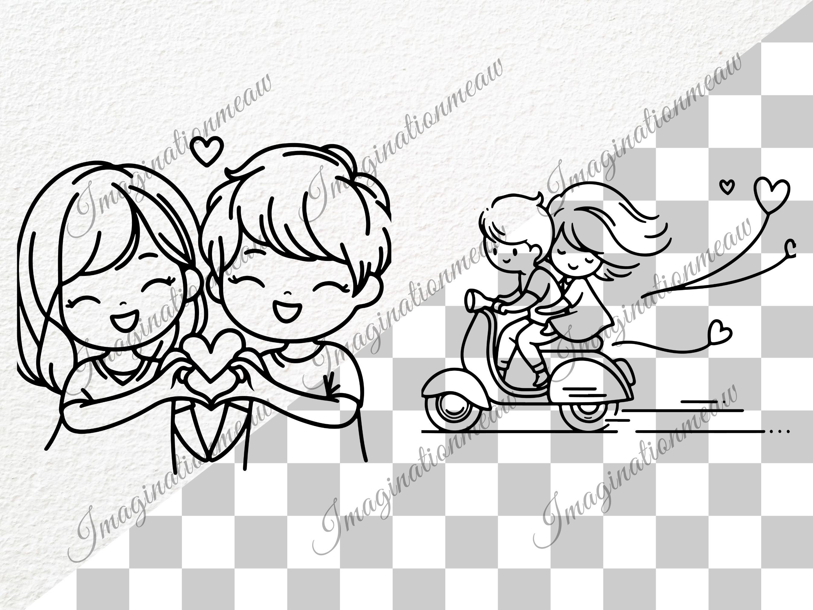 Couple Svg, Couple Face Line Art Svg, Couple Svg Bundle, Love Couple ...