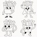 French Fries Line Art Clipart, Kawaii Fast Food SVG, Kawaii Food SVG ...