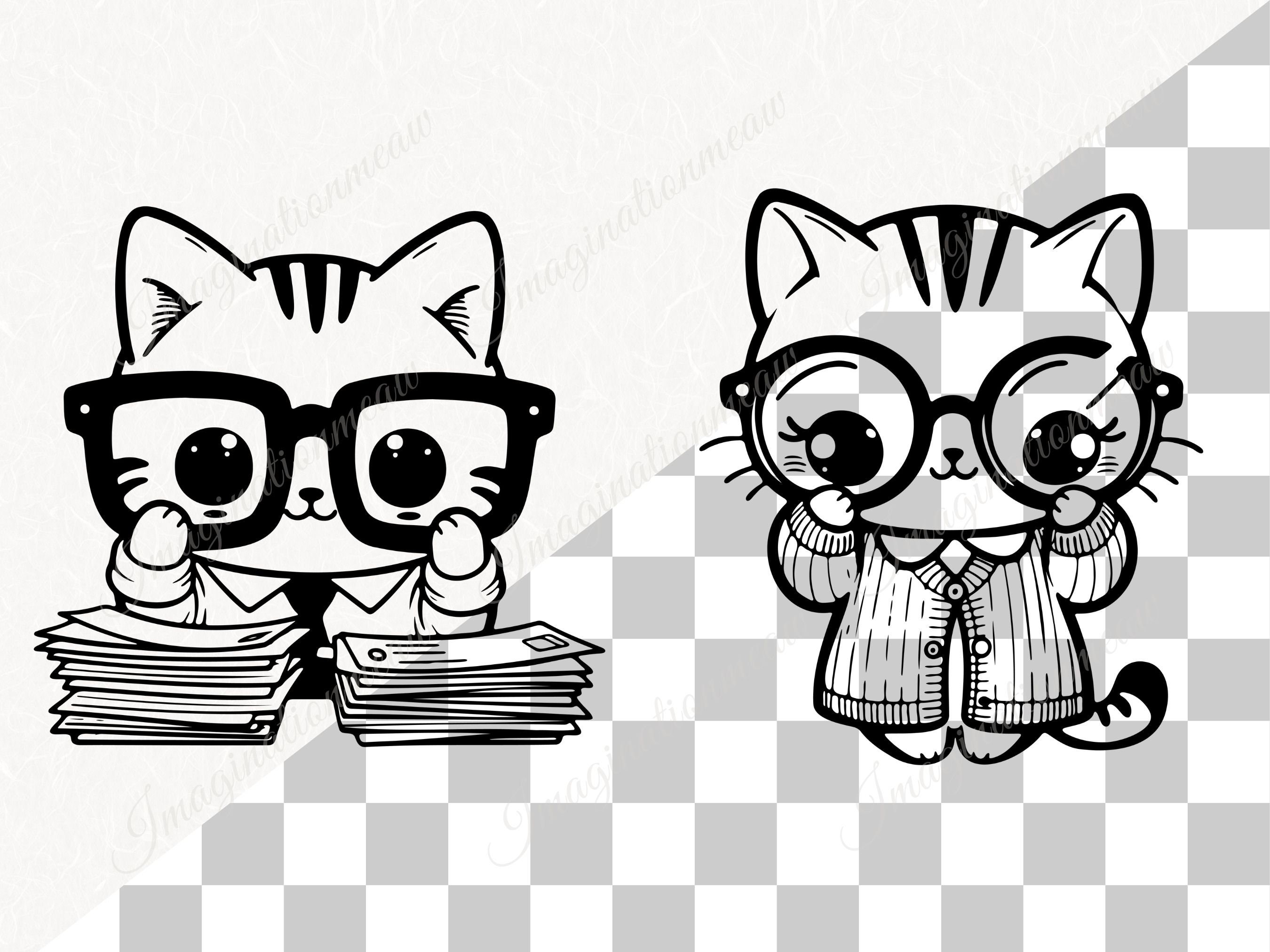 Cute Cat SVG, Nerd Cat SVG, Cat With Glasses Svg, Funny Cat Svg, Cat ...