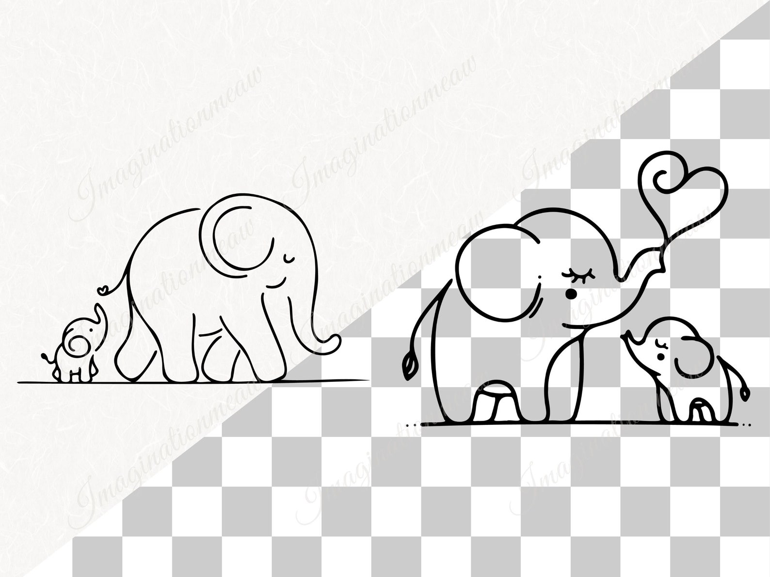 Mom & Baby Elephant SVG, Sweet Mama and Baby Elephant Cut File, Mother ...