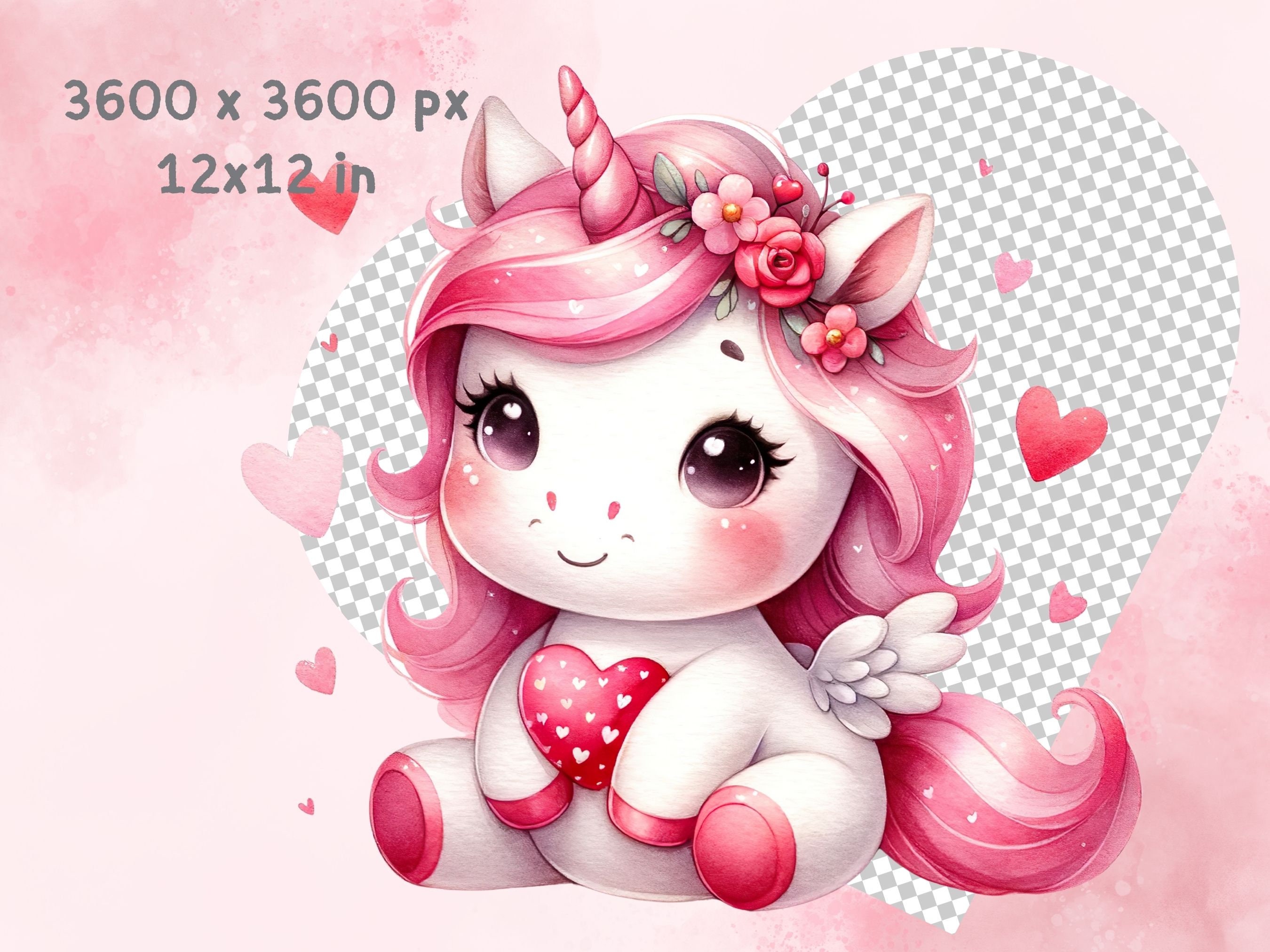 Watercolor Valentines Unicorn Collection Clipart, Unicorn Valentines ...