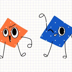 Funny Square Cartoon Clipart, Shape Characters SVG, Cute Geometric ...