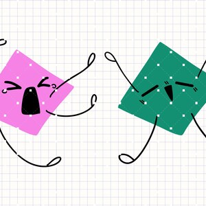 Funny Square Cartoon Clipart, Shape Characters SVG, Cute Geometric ...