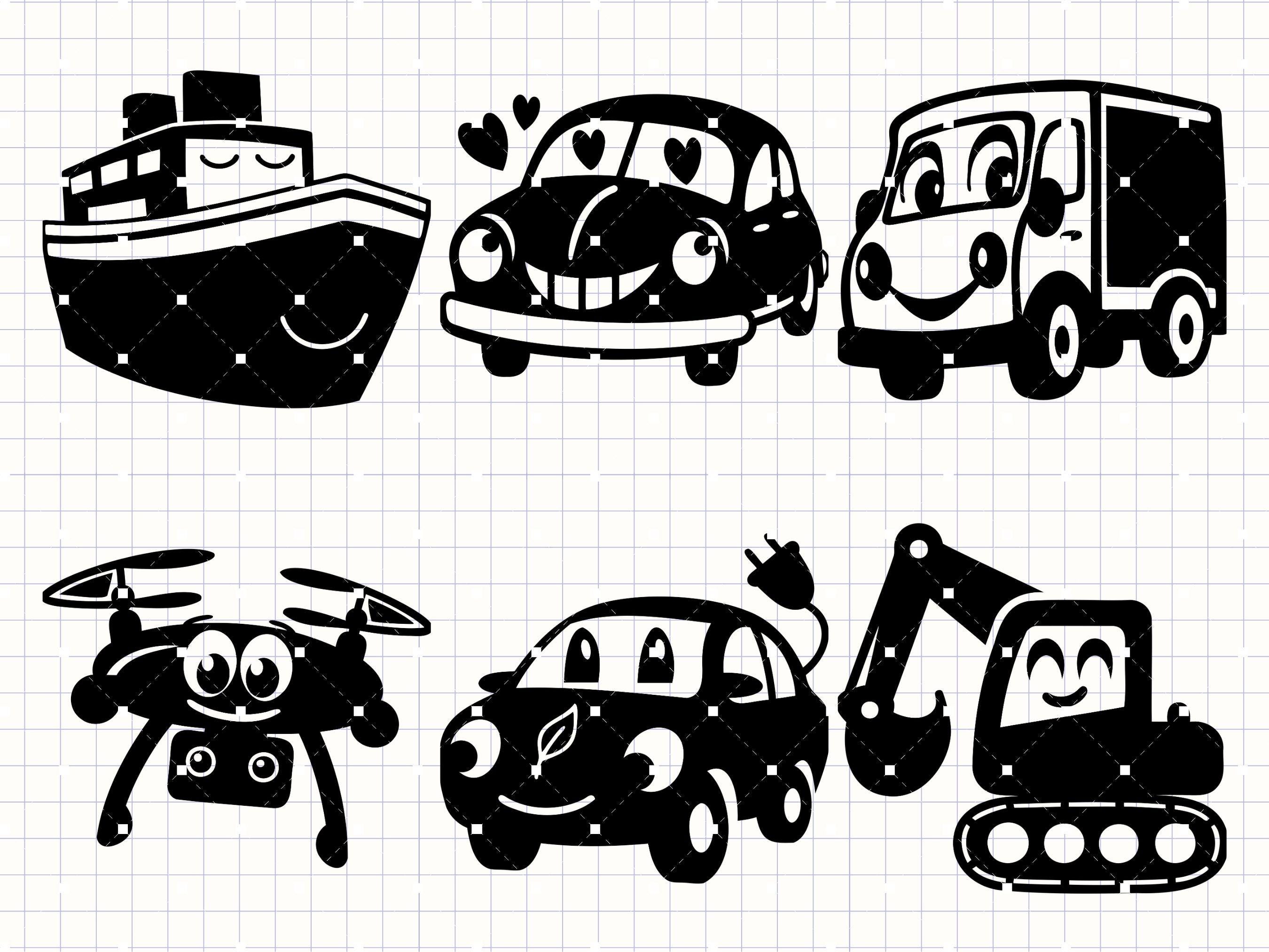 30 Kawaii Transportation SVG PNG Bundle – Cute Vehicle Silhouette ...