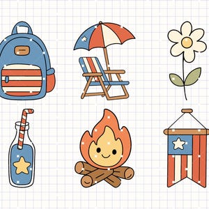 4th of July Clipart, Cute USA Independence Svg, Kawaii Patriotic ...
