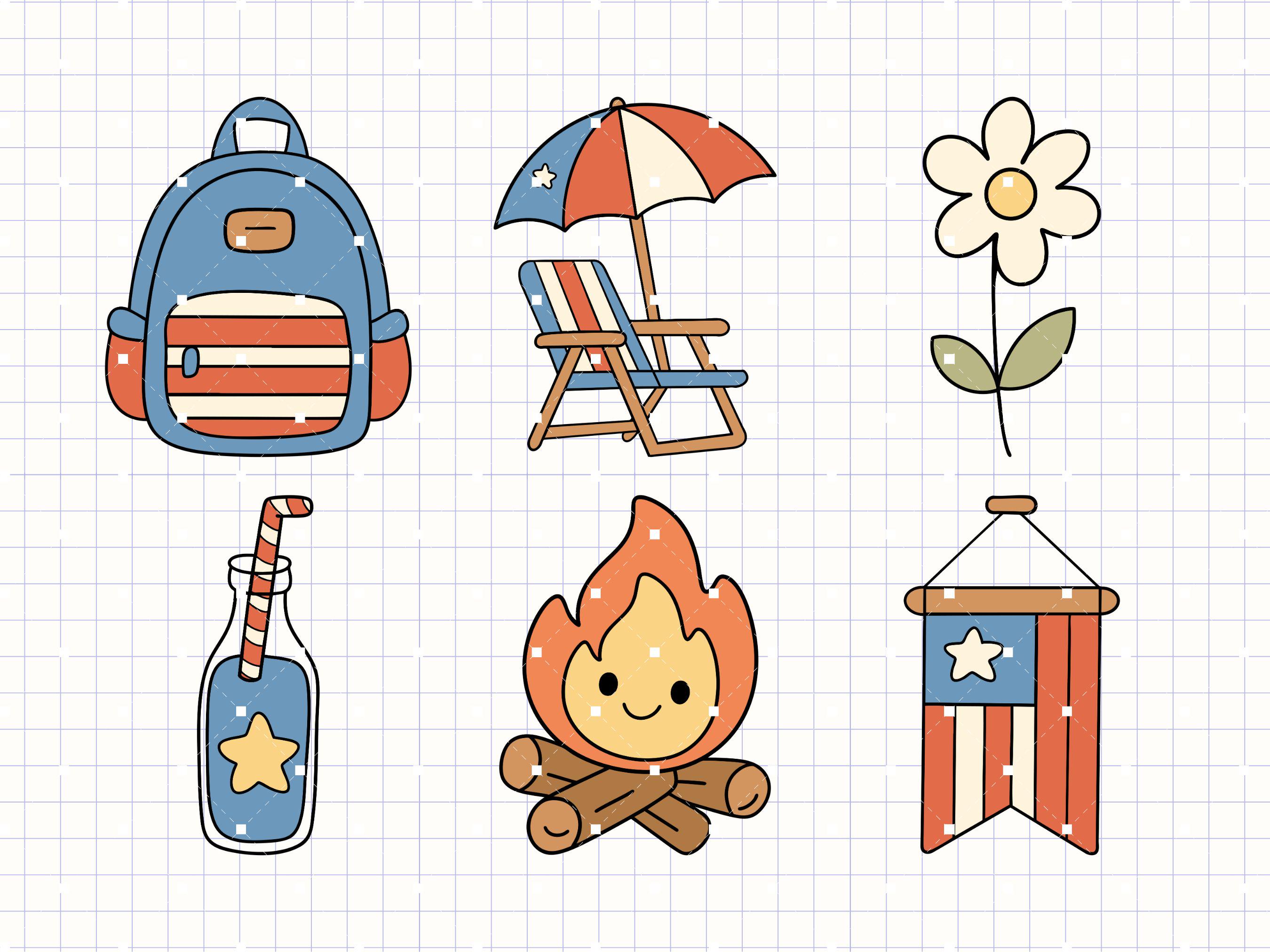 4th of July Clipart, Cute USA Independence Svg, Kawaii Patriotic ...