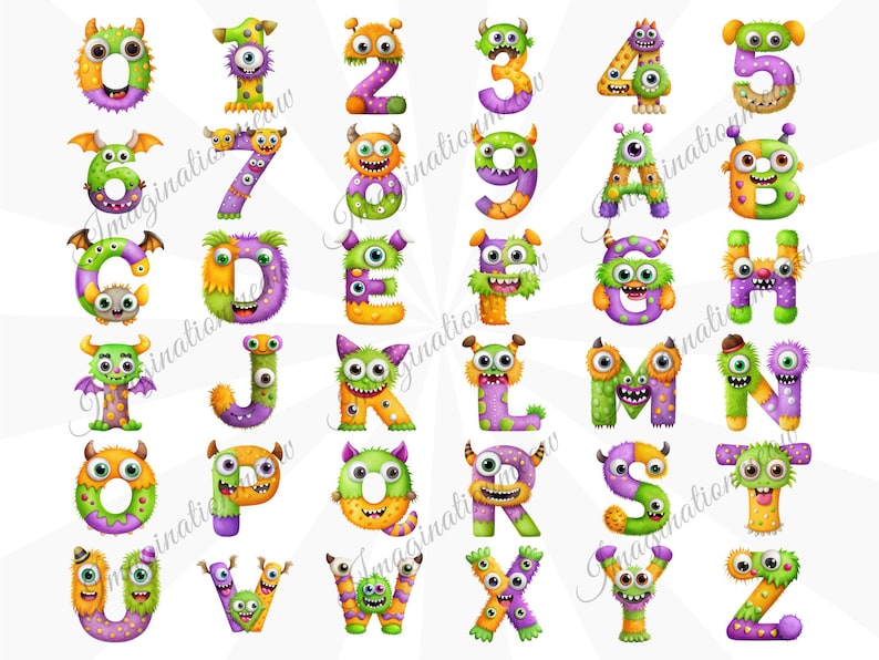 Monster Mash Alphabet PNG, Monster Alphabet Letters, Cute Monster ...