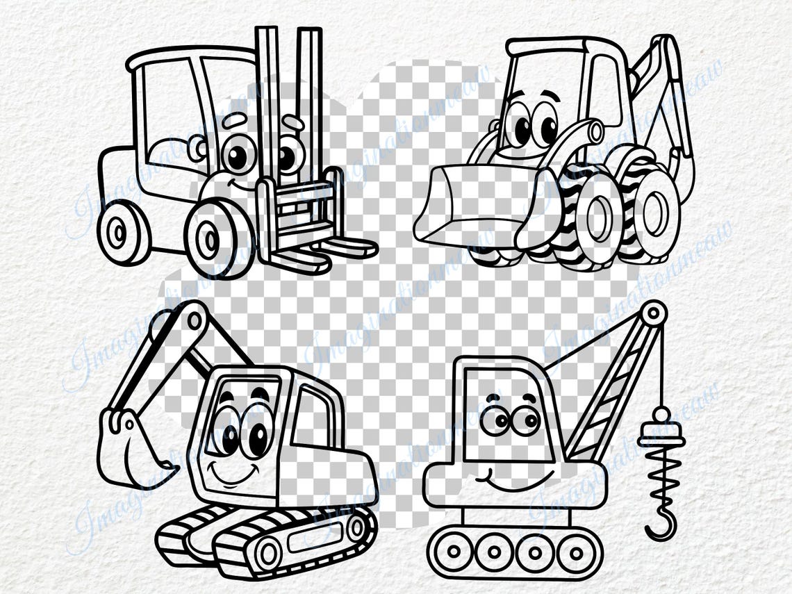 20 Cute Construction Vehicles SVG, Cartoon Truck Clipart, Construction ...
