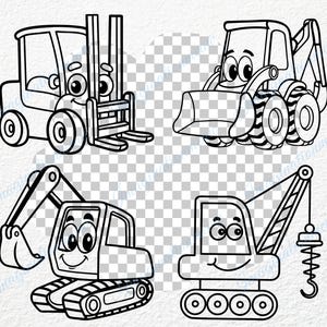 20 Cute Construction Vehicles SVG, Cartoon Truck Clipart, Construction ...