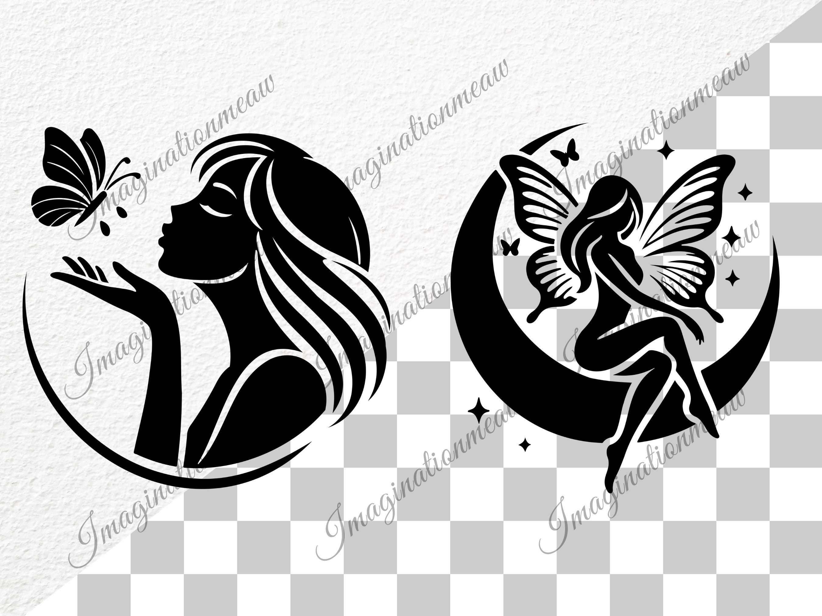 Woman and Butterfly Svg, Woman Silhouette Svg, Lady Silhouette Svg ...