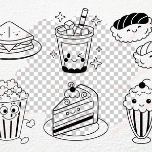 30 Doodle Fast Food SVG Designs, Cute Kawaii Food Clipart Bundle, Junk ...