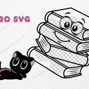20 Cute Book SVG Designs, Cartoon Reading Clipart Bundle - Etsy