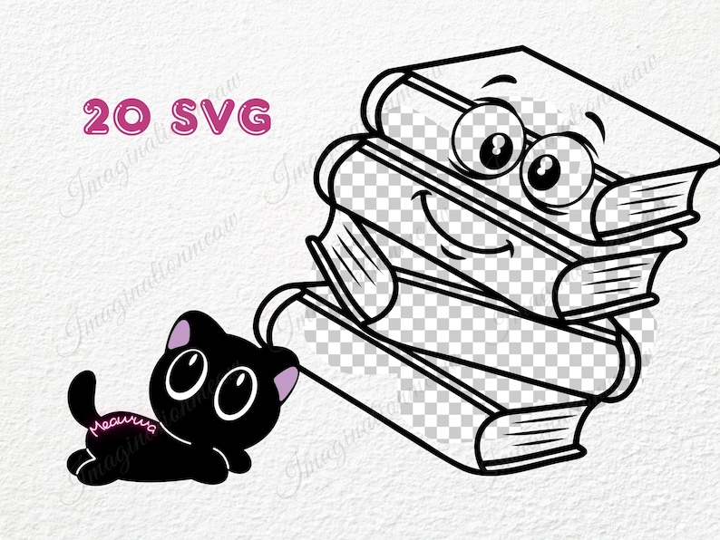 20 Cute Book SVG Designs, Cartoon Reading Clipart Bundle - Etsy