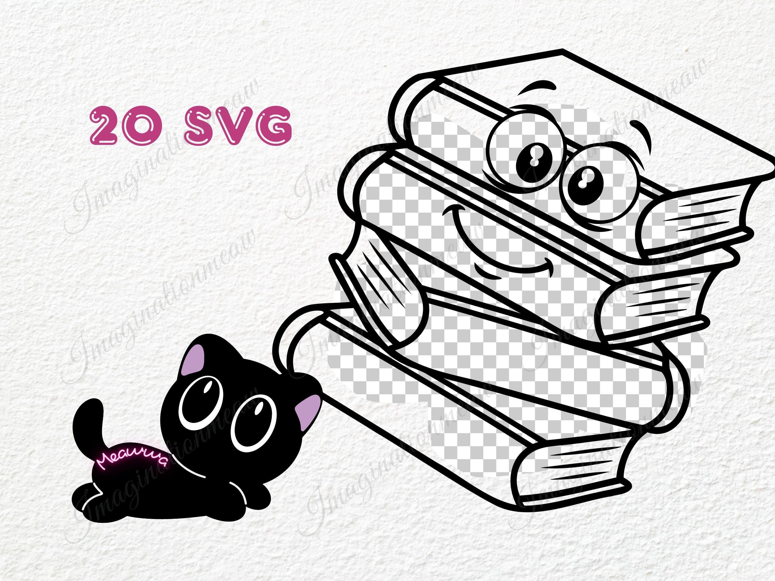 20 Cute Book SVG Designs, Cartoon Reading Clipart Bundle - Etsy