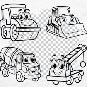 20 Cute Construction Vehicles SVG, Cartoon Truck Clipart, Construction ...