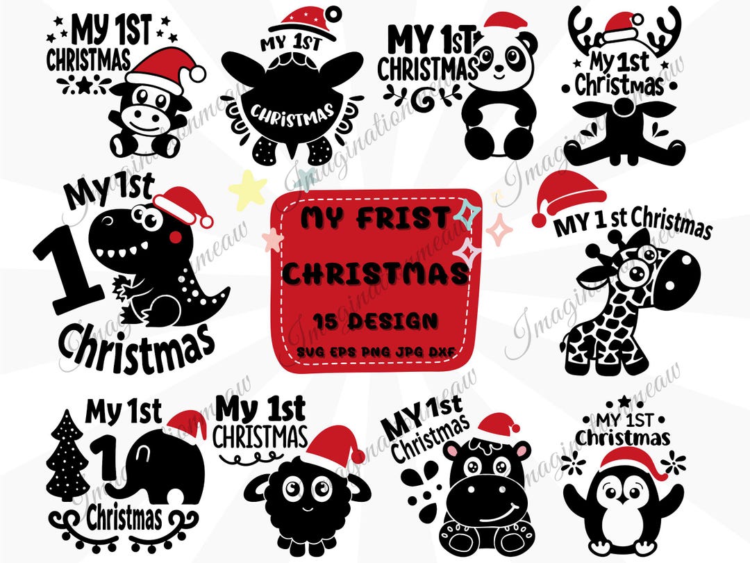 My First Christmas SVG Bundle, Cute Baby First Holiday Clipart for ...
