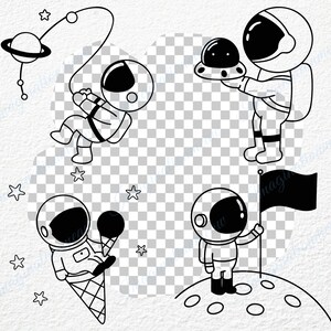 20 Doodle Astronaut SVG Designs, Cute Space Doodle Clipart Bundle ...
