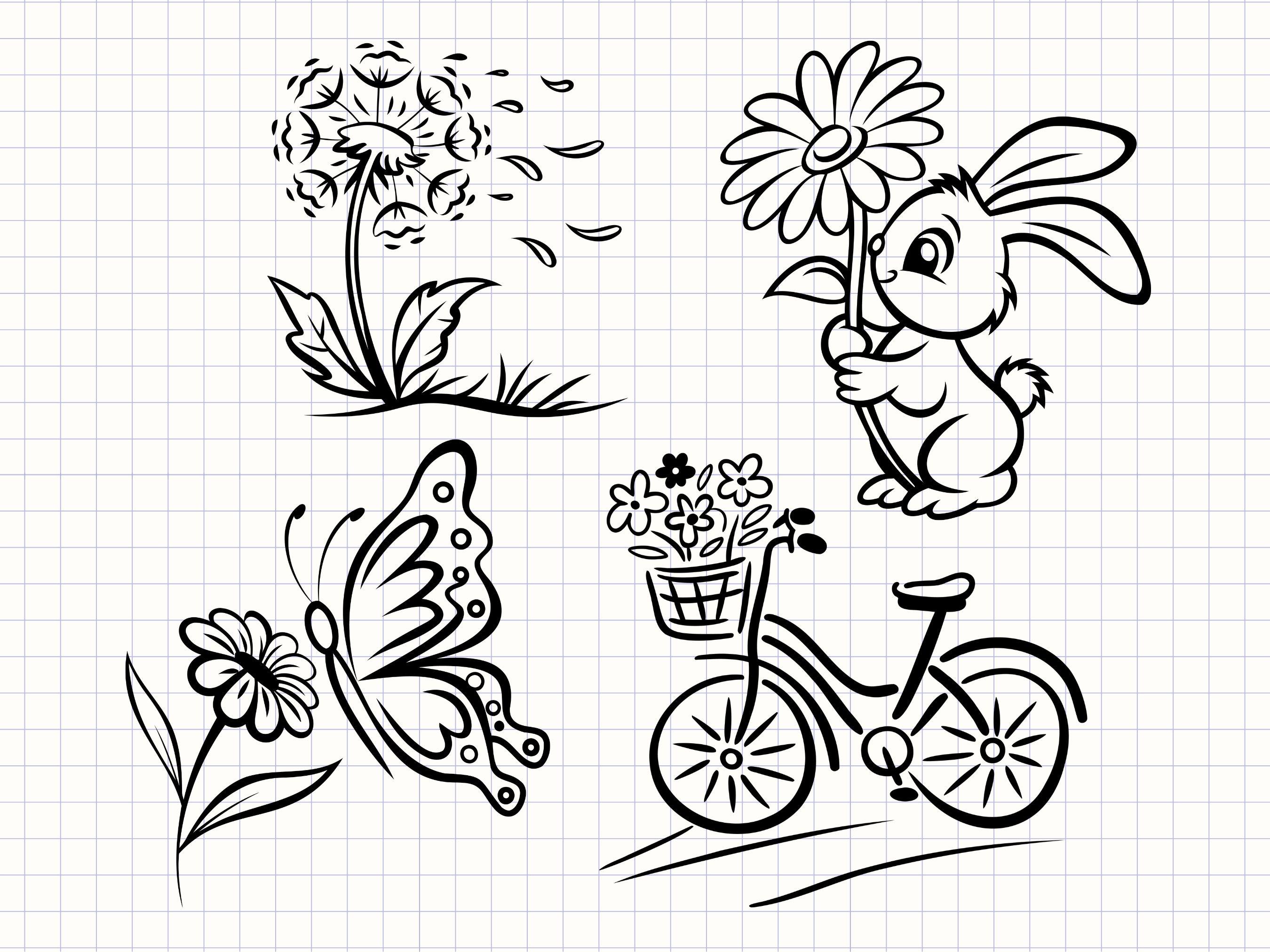 Spring Clipart Bundle, Floral SVG, Easter Clipart, Rainy Day PNG ...