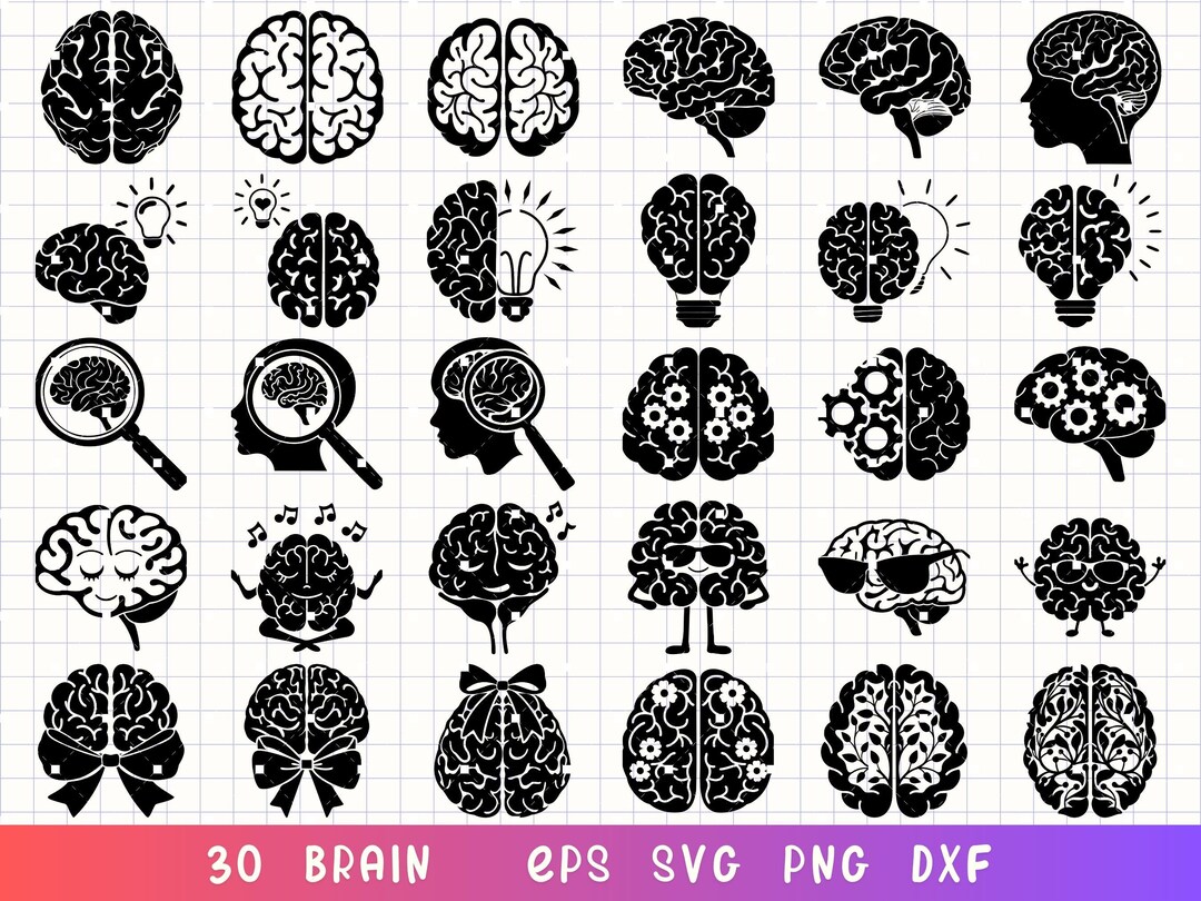 Brain SVG Bundle, Brain PNG Bundle, Brain Clipart, Funny Brain Svg ...