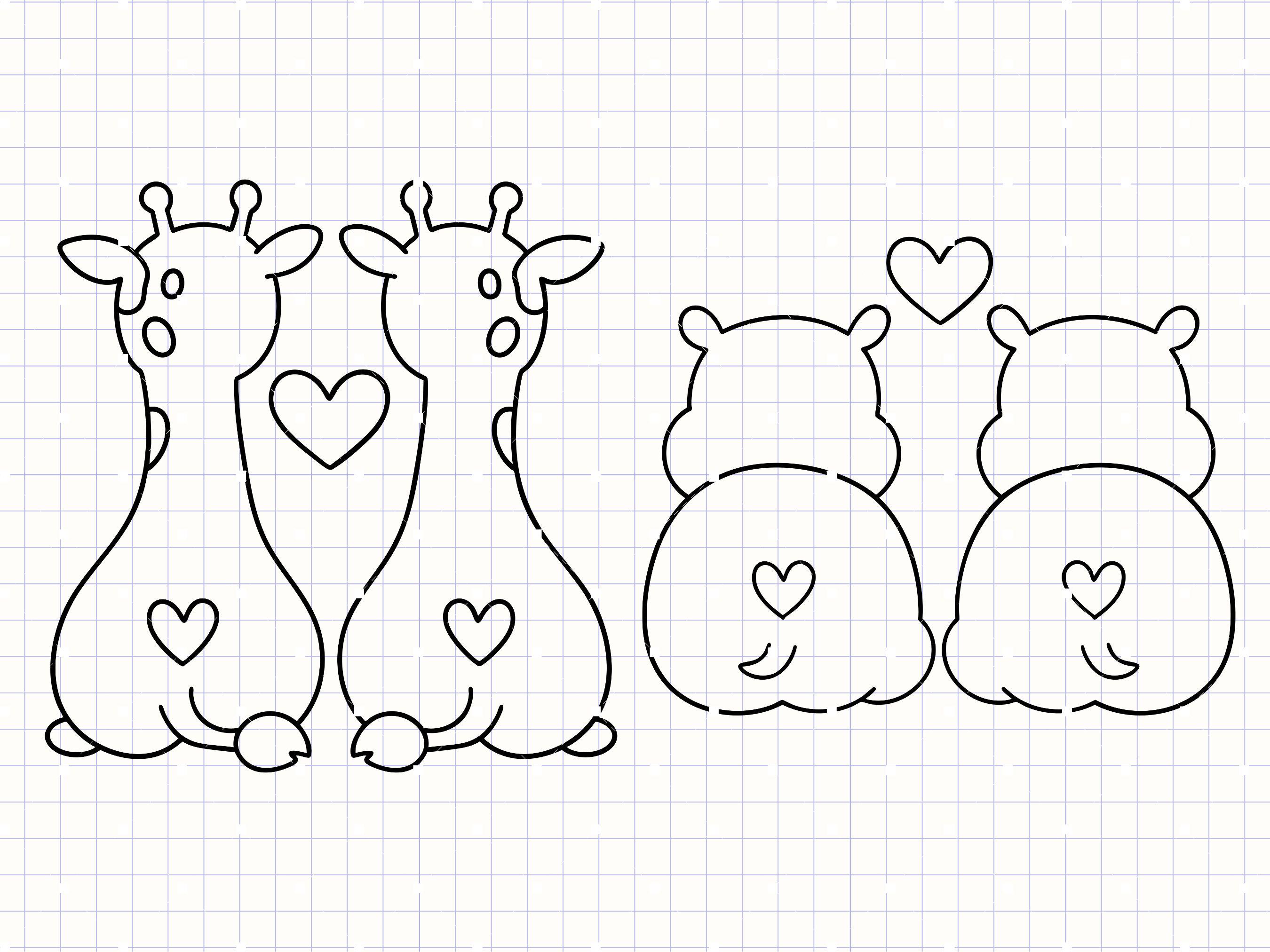 Animal Couple Svg, Cute Animal Love, Animal Pair Clipart, Kawaii Couple ...
