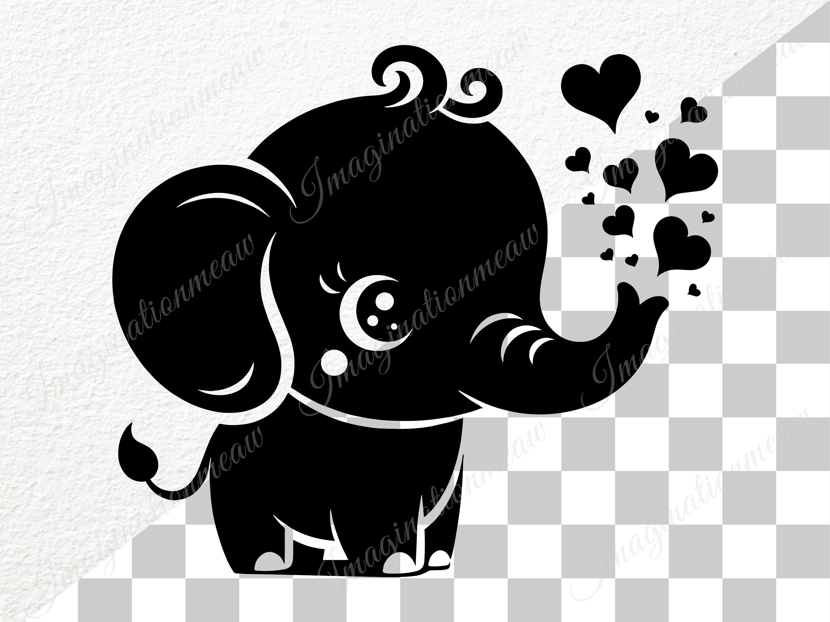 Elephant Blowing Hearts Svg, Cute Elephant Svg, Baby Elephant, Baby ...