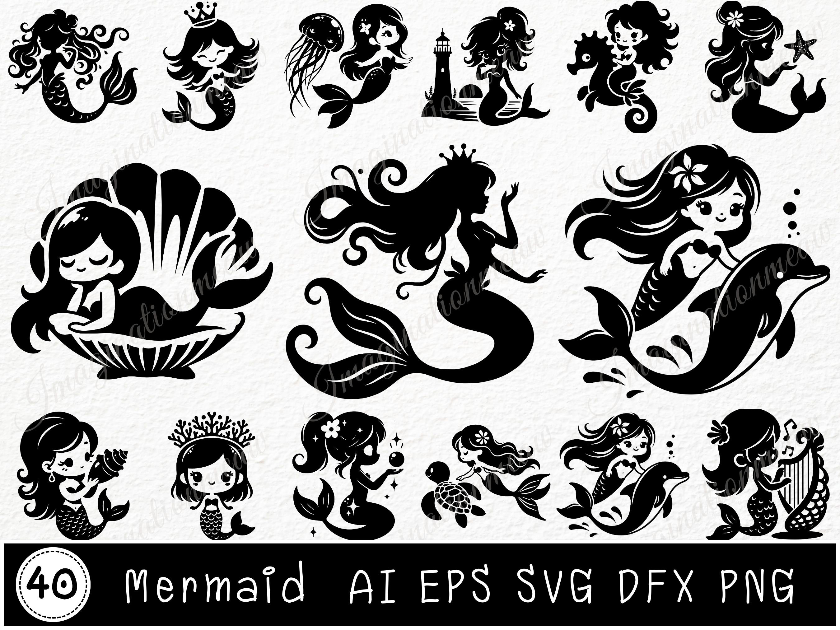 Cute Mermaid Svg, Little Mermaid Svg, Mermaid Svg, Mermaid Silhouette ...