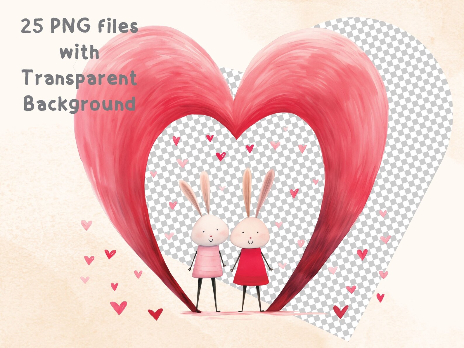 Watercolor Valentines Day Clipart, Rabbit in Love, Valentine Cute Bunny ...