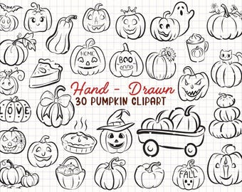 Fall Svg Bundle, Autumn Clipart Doodle, Hand Drawn Cozy Season Clipart ...