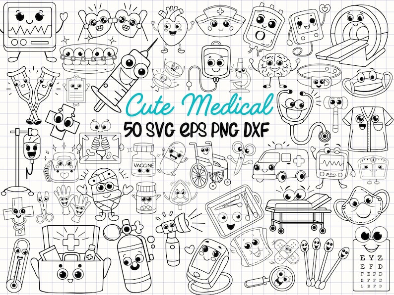50 Medical Svg, Cute Doctor Clipart, Nurse Svg, Hospital Equipment SVG ...