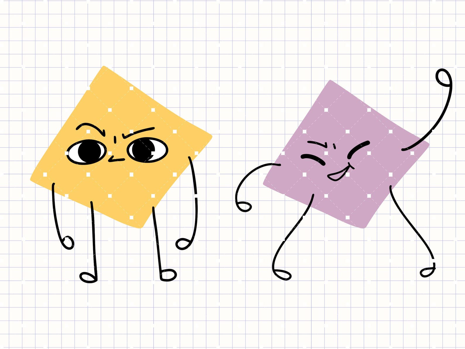 Funny Square Cartoon Clipart, Shape Characters SVG, Cute Geometric ...