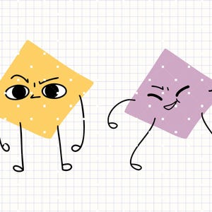 Funny Square Cartoon Clipart, Shape Characters SVG, Cute Geometric ...