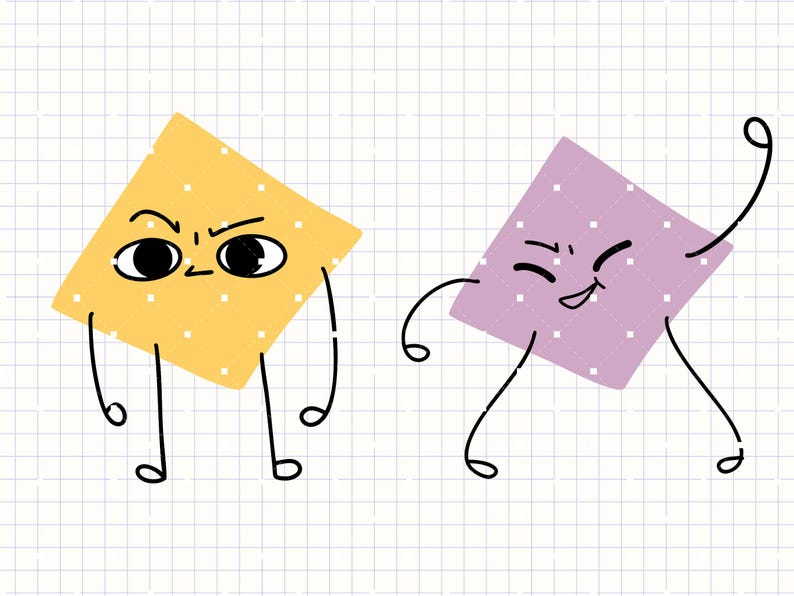 Funny Square Cartoon Clipart, Shape Characters SVG, Cute Geometric ...