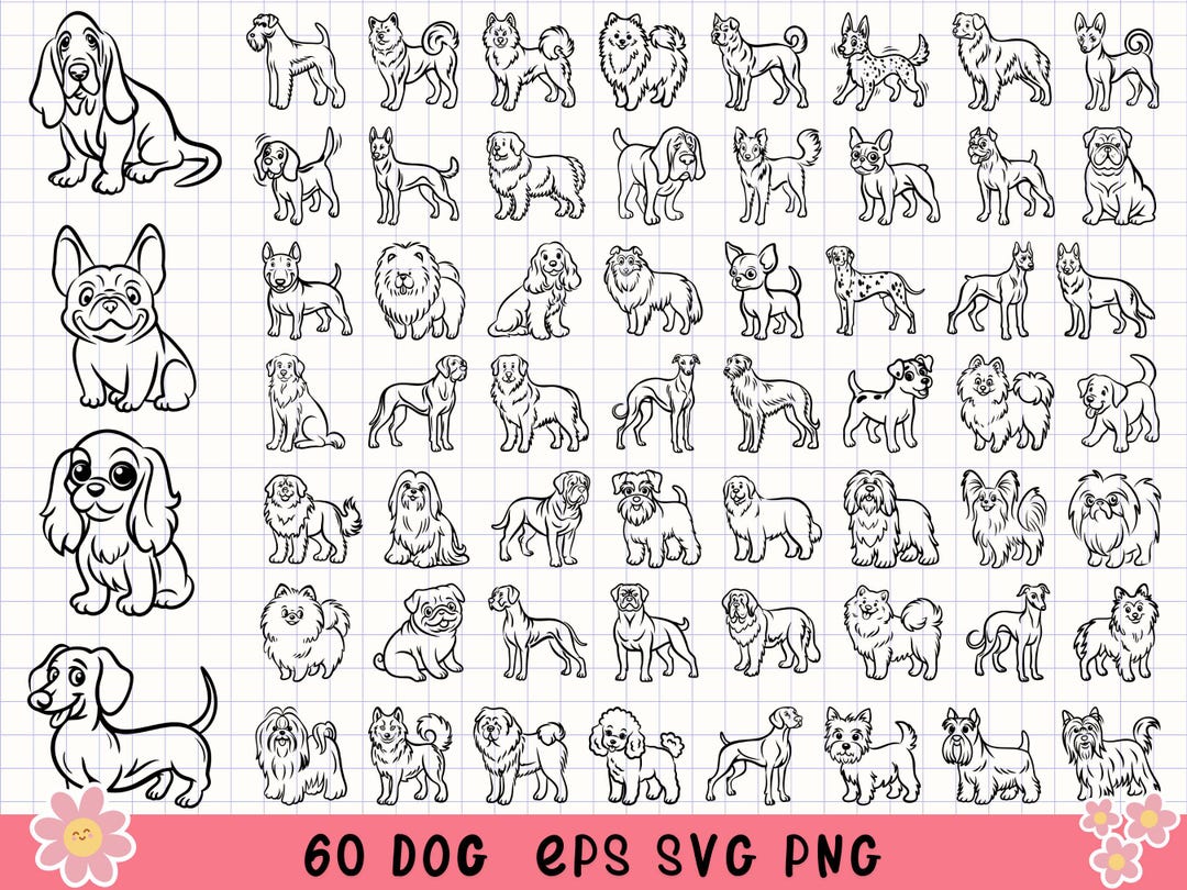 Dog Clipart Bundle, Dog Breeds SVG, Puppy SVG, Dog PNG, Pet Doodles ...