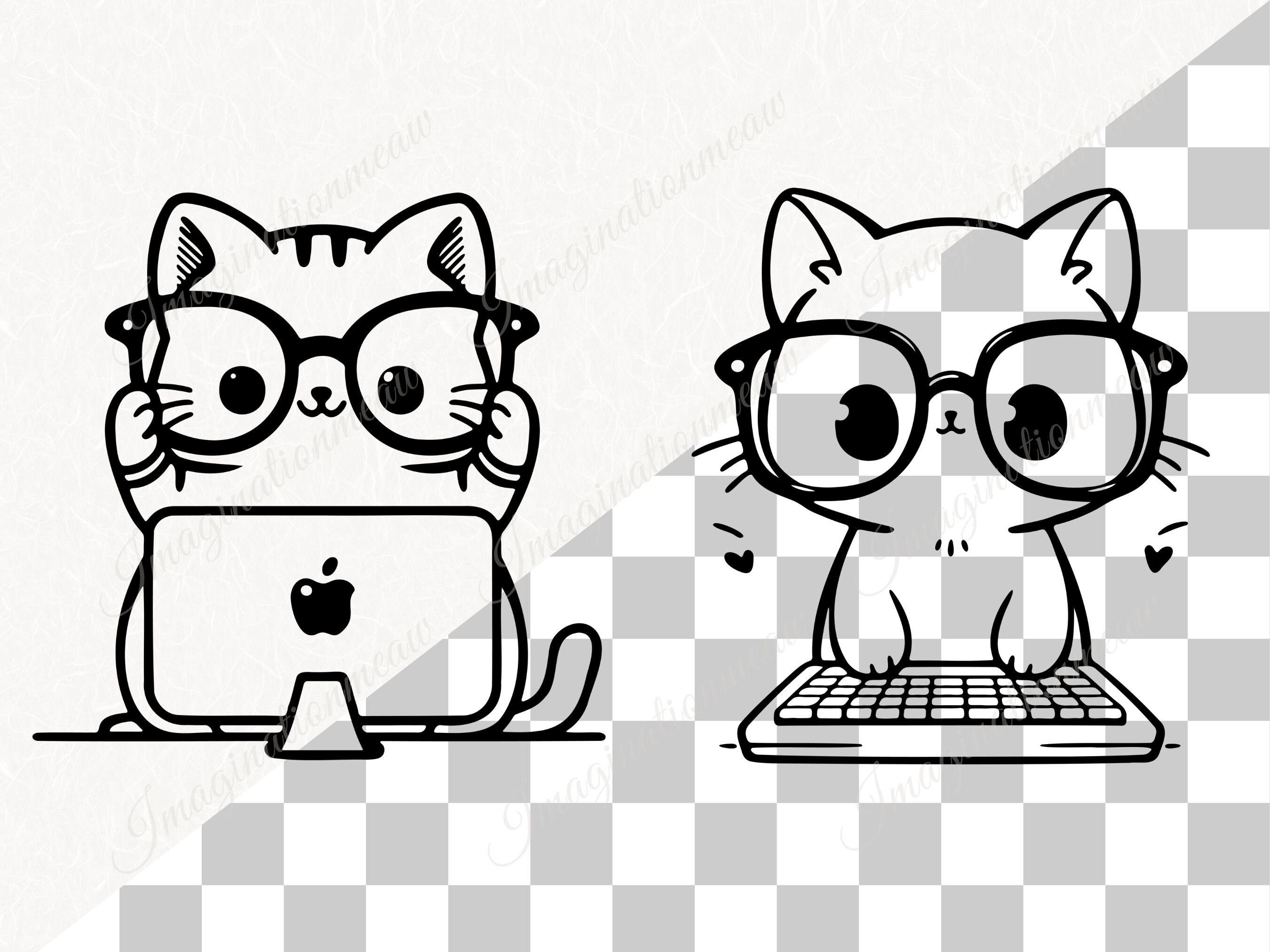 Cute Cat SVG, Nerd Cat SVG, Cat With Glasses Svg, Funny Cat Svg, Cat ...