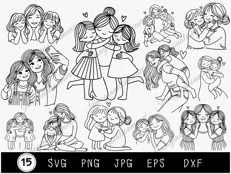 Mother and Daughters Svg, Mom and Daughters Svg, Mother of Two Girls ...