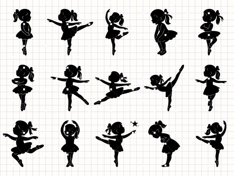 Ballet Girl Silhouette SVG Bundle, Cute Ballerina Clipart Set, Dancing ...