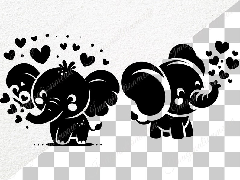 Elephant Blowing Hearts Svg, Cute Elephant Svg, Baby Elephant, Baby ...