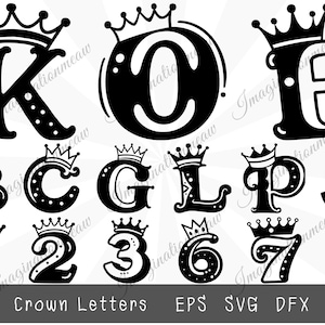 Crown Alphabet Svg, Crown Letters and Numbers Svg, Letter Monogram ...