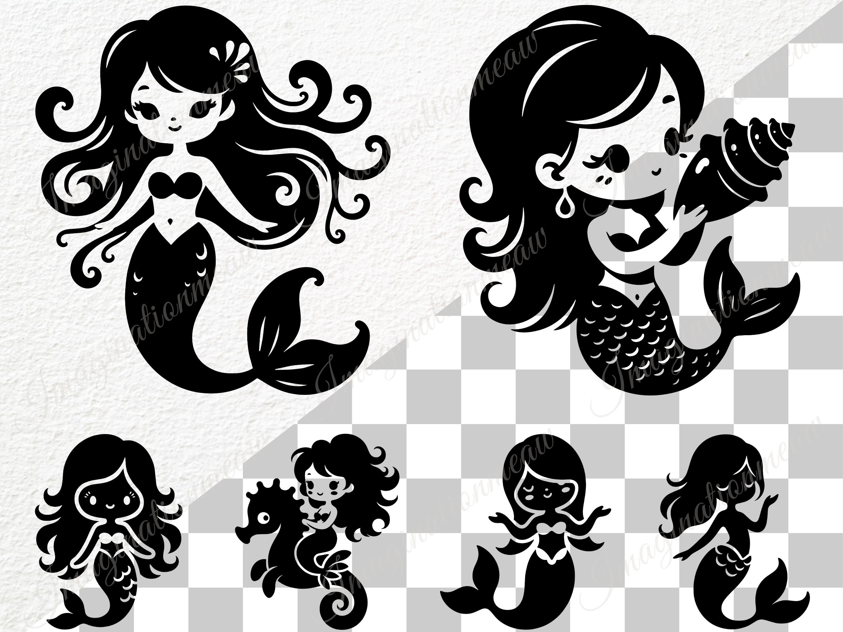 Cute Mermaid Svg, Little Mermaid Svg, Mermaid Svg, Mermaid Silhouette ...
