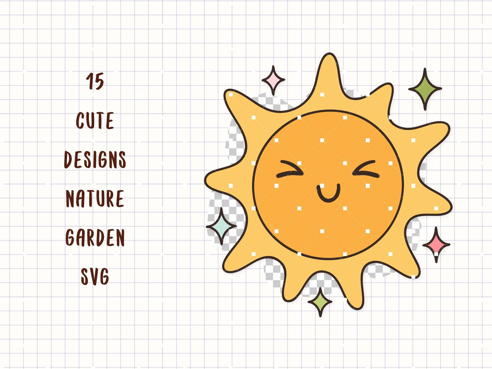 Nature Garden SVG Bundle, Cute Kawaii Spring Clipart Set, Bunny Flower ...
